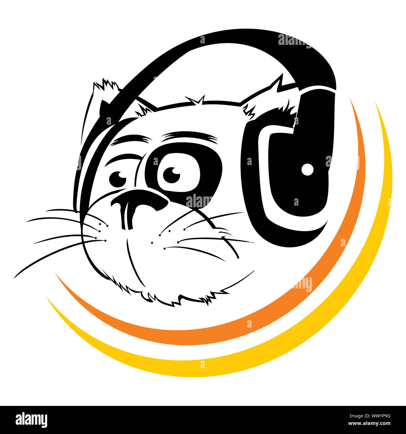 Listen music headphone emblem hi-res stock photography and images - Alamy