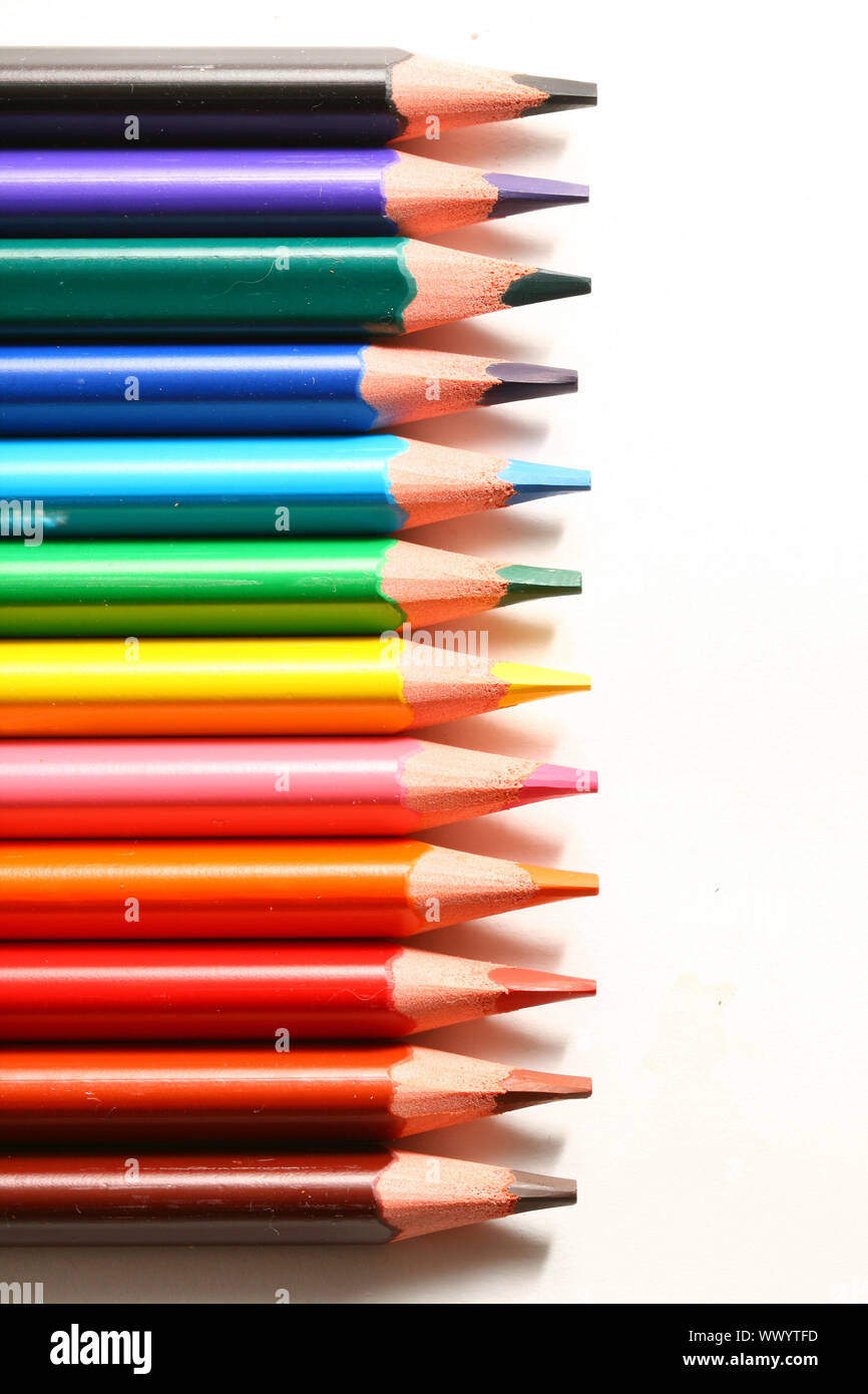 color pencil pallete macro close up Stock Photo - Alamy