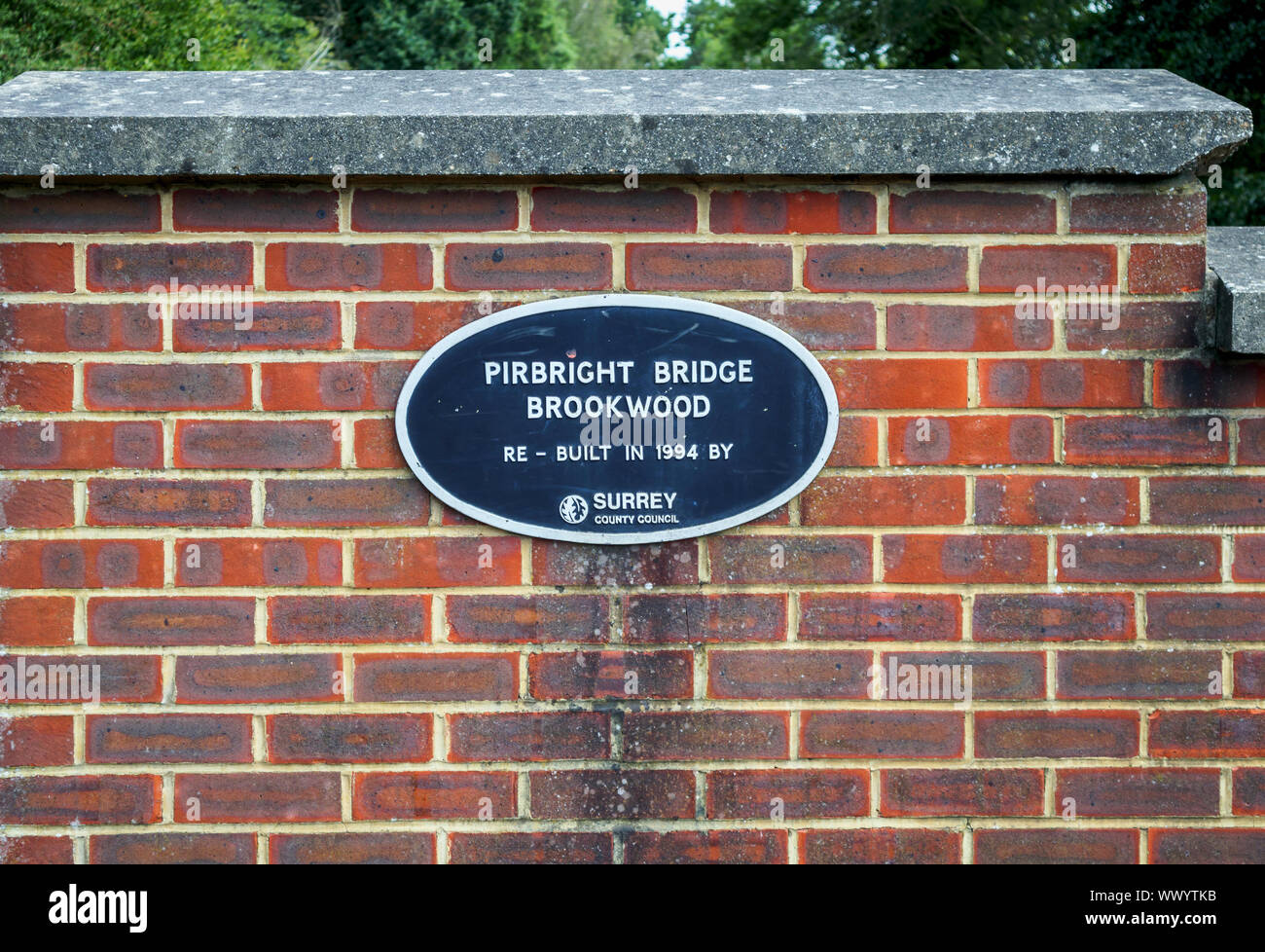 Information sign on Pirbright Bridge, a road bridge over the ...