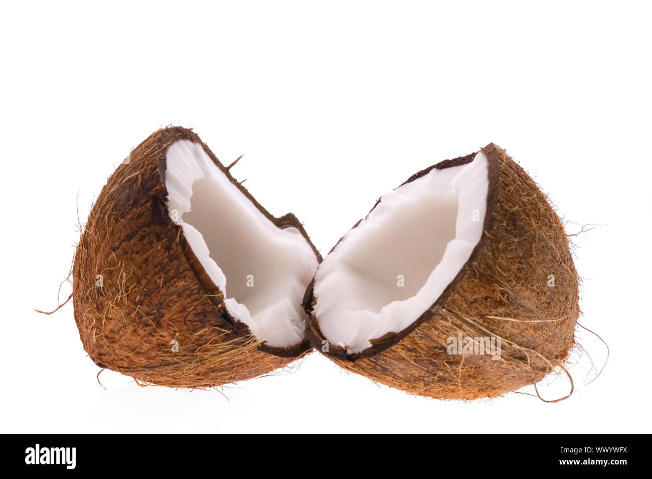 open coconut isolated on the white background Stock Photo - Alamy