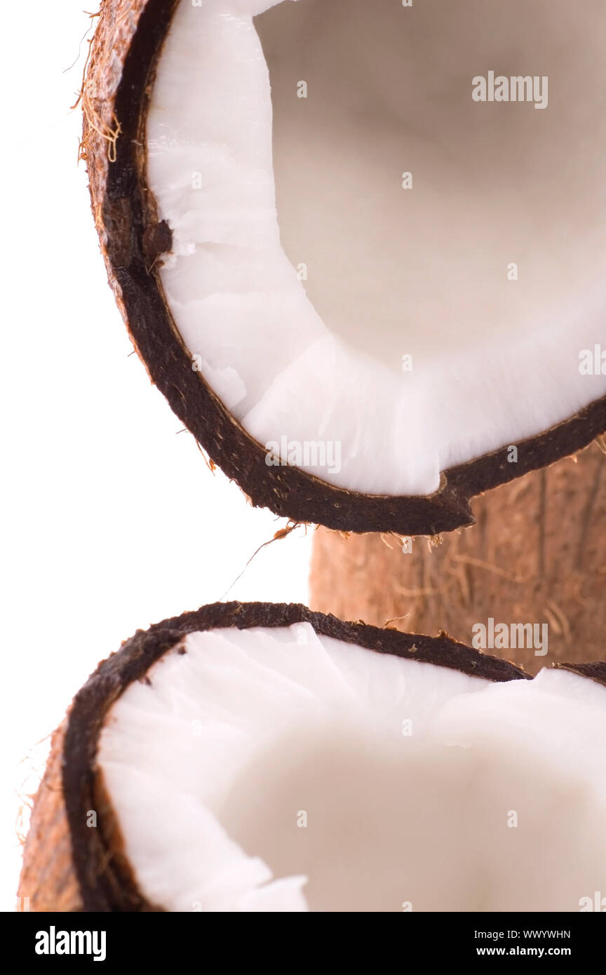 open coconut isolated on the white background Stock Photo - Alamy