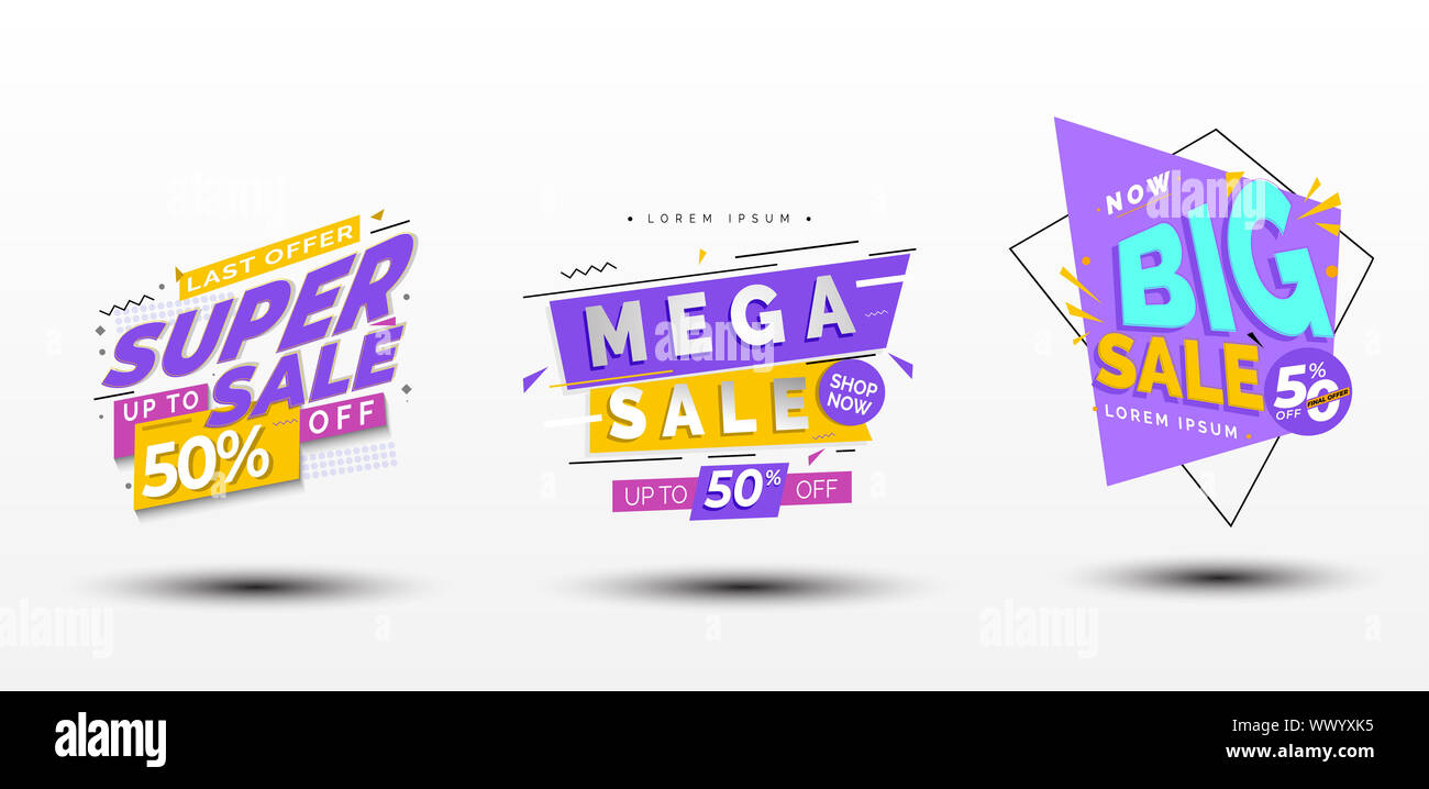bundle super, mega and big sale banner design, for title flyer or ...