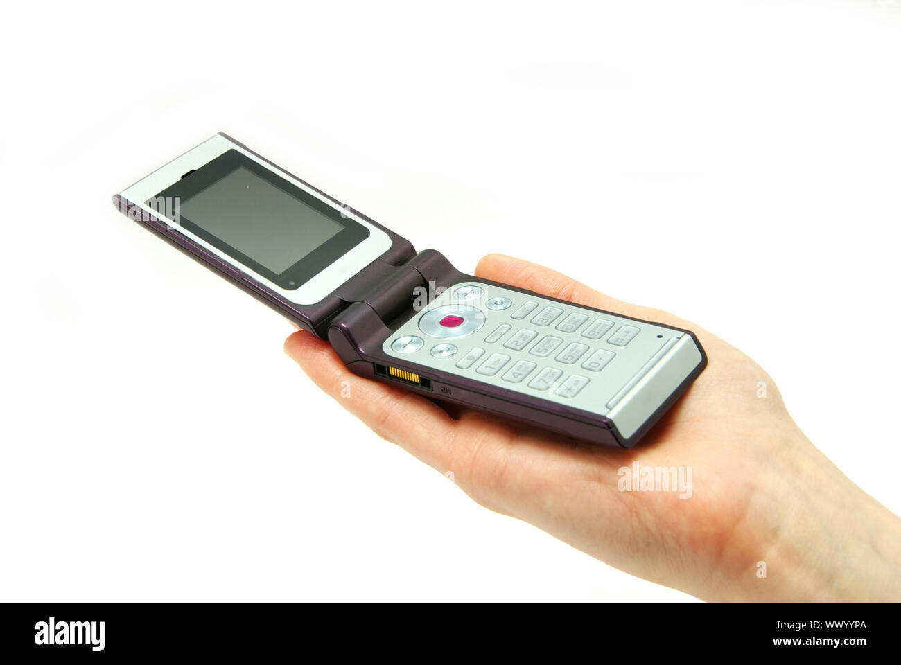 a hand holding a mobile phone for support Stock Photo - Alamy