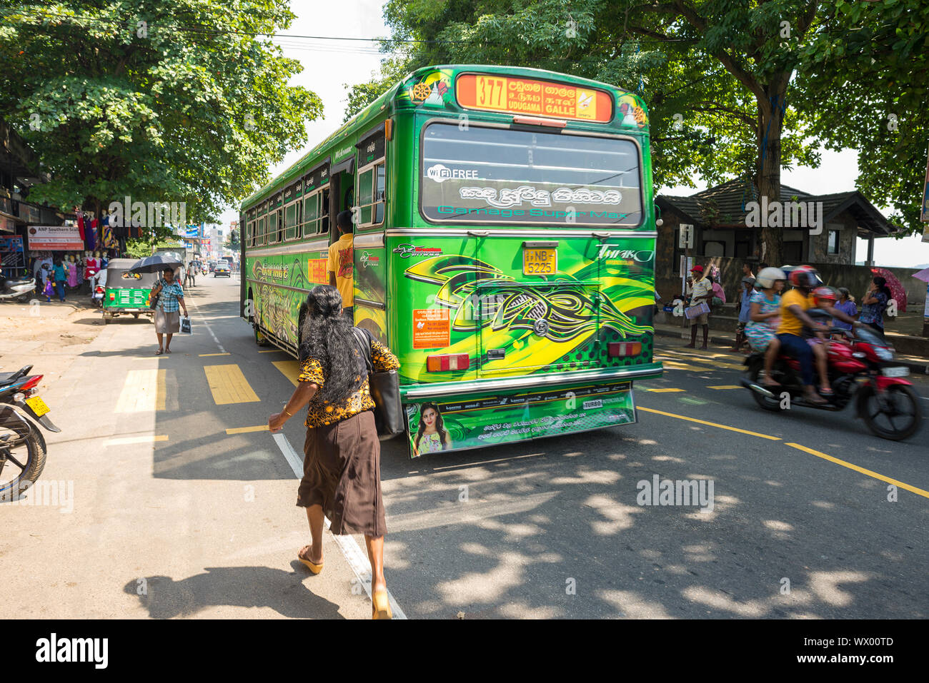 Bus traffic on Sea Street, the road at the Galle promenade, southern ...