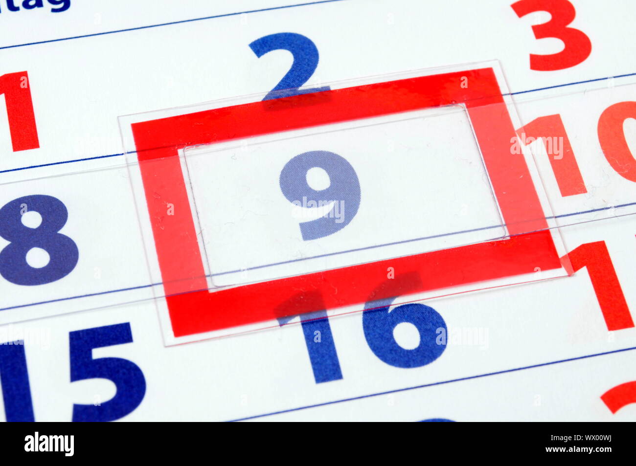 date of today shown by calendar with red pointer Stock Photo - Alamy