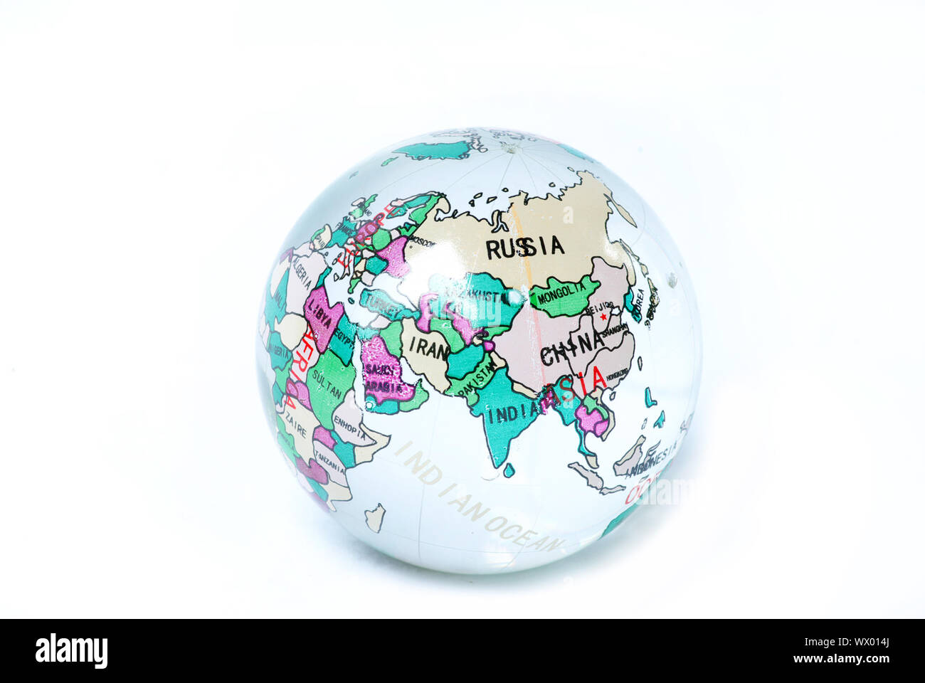 Perfect planet crystal ball globe isolated on white Stock Photo - Alamy