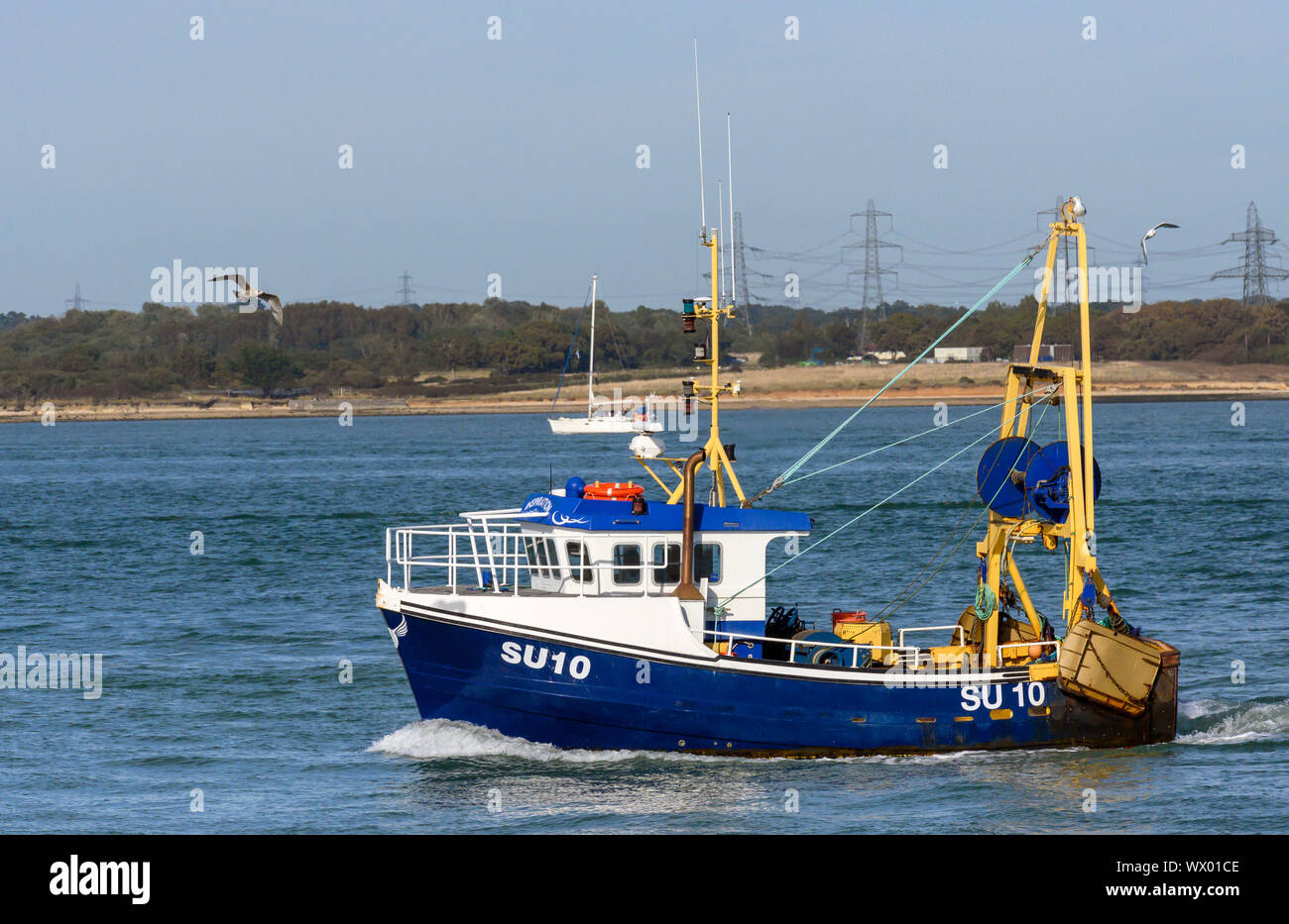 SU10 Inspiration a working trawler in Southampton Water, Hampshire ...