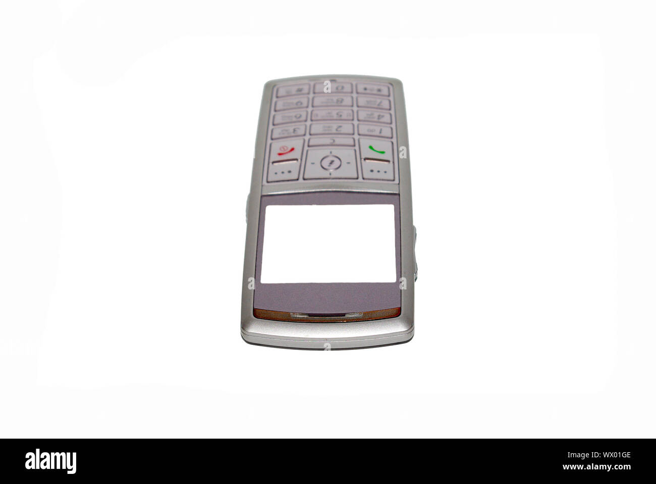 Grey telephone on a white background Stock Photo - Alamy