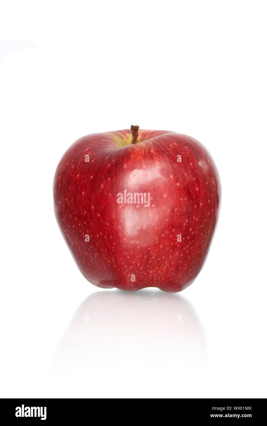 One red apple on white background Stock Photo - Alamy