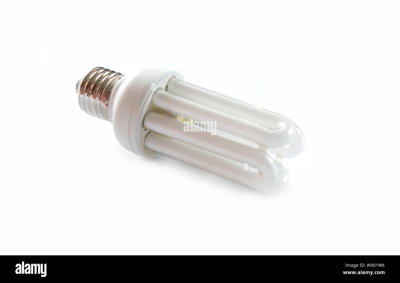 Fluorescent light bulb isolated on a white background Stock Photo - Alamy