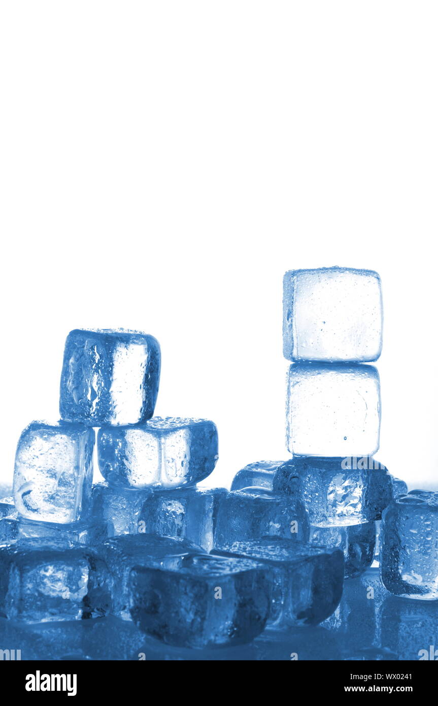 blue ice cubes with water drops melting Stock Photo - Alamy