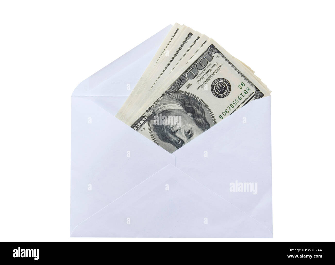 money in envelope isolated on white Stock Photo - Alamy