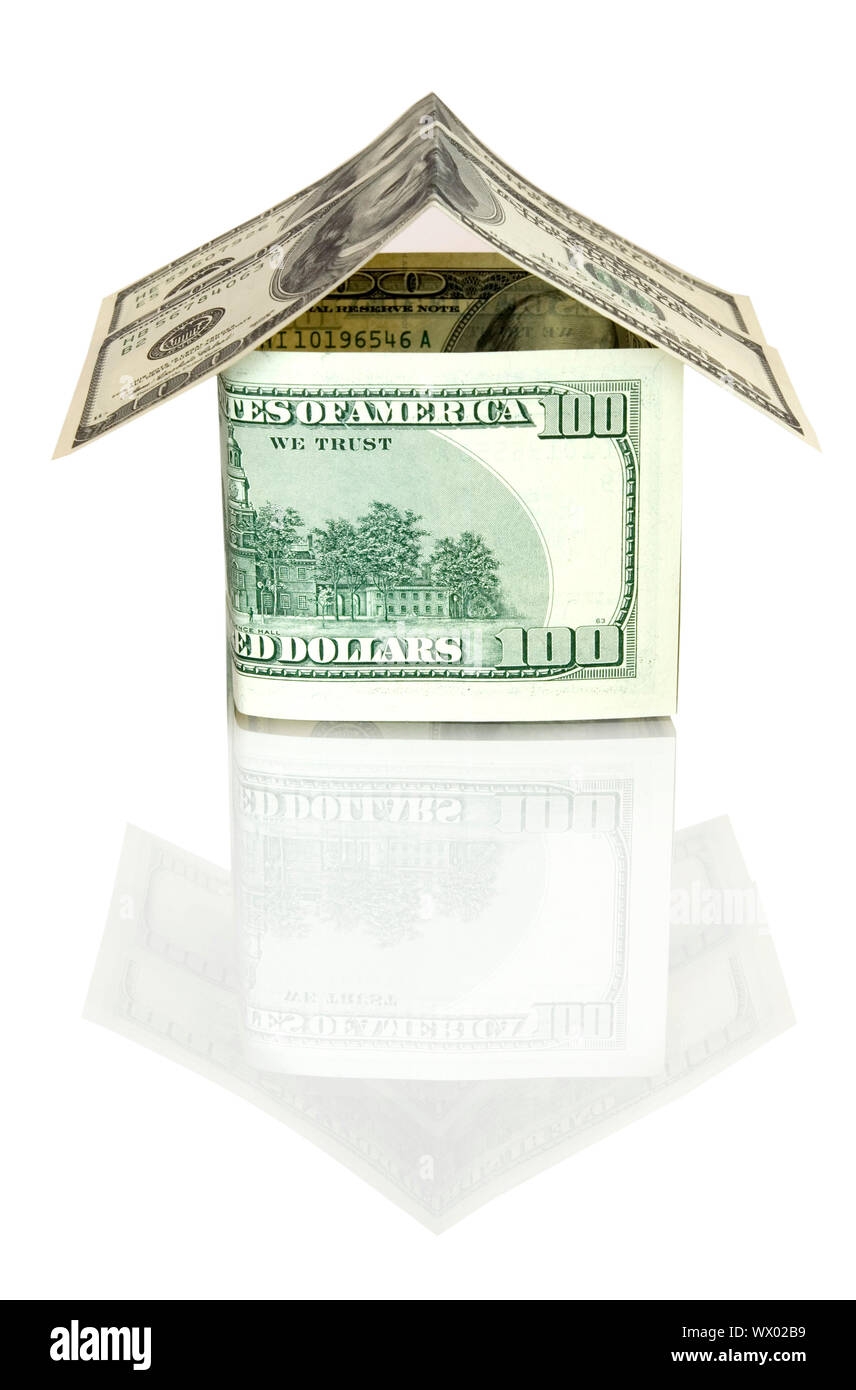Money house on white background Stock Photo - Alamy