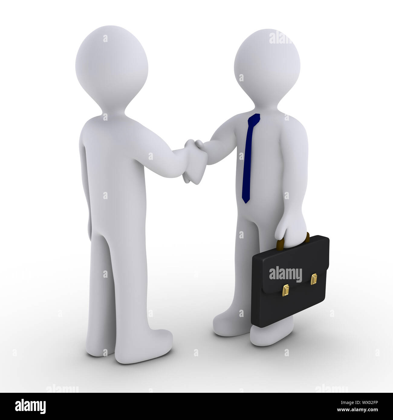Handshake between two 3d men Stock Photo - Alamy