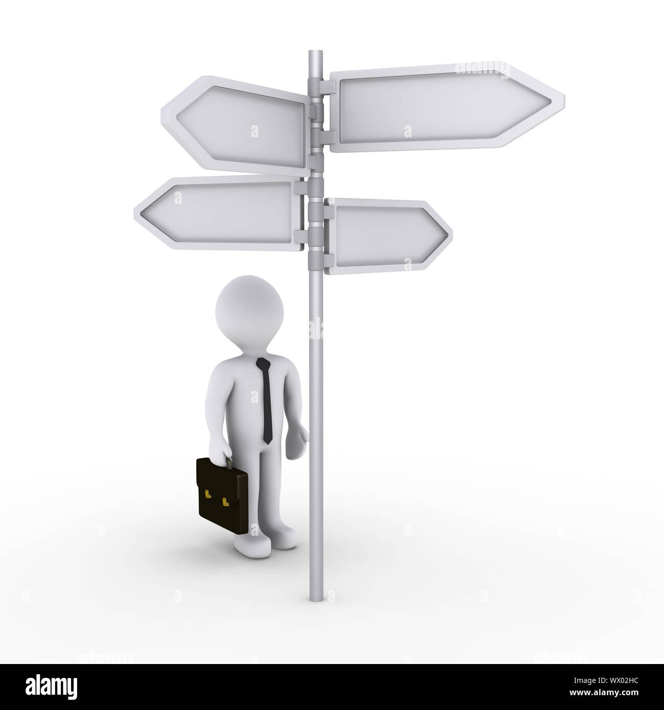 3d businessman looking signs that point to different directions Stock ...