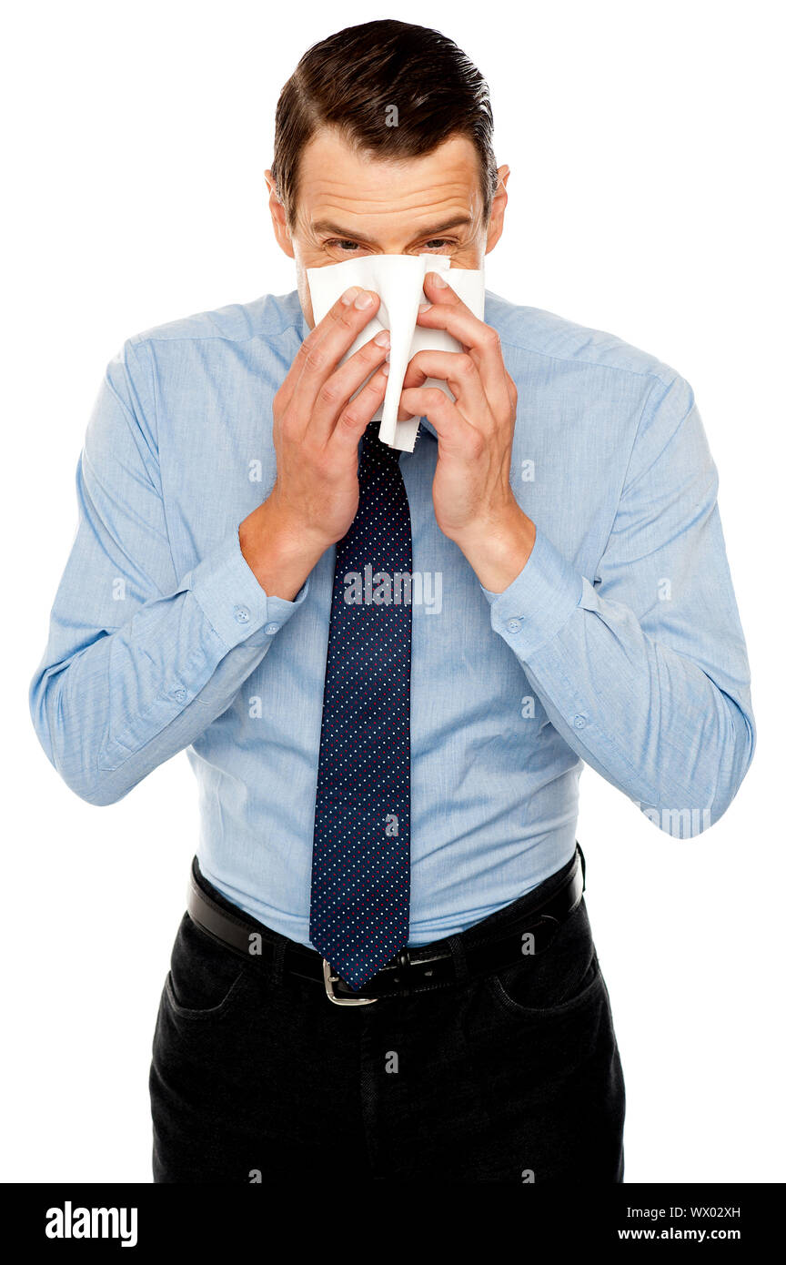 Man severe cold sneezing hi-res stock photography and images - Alamy