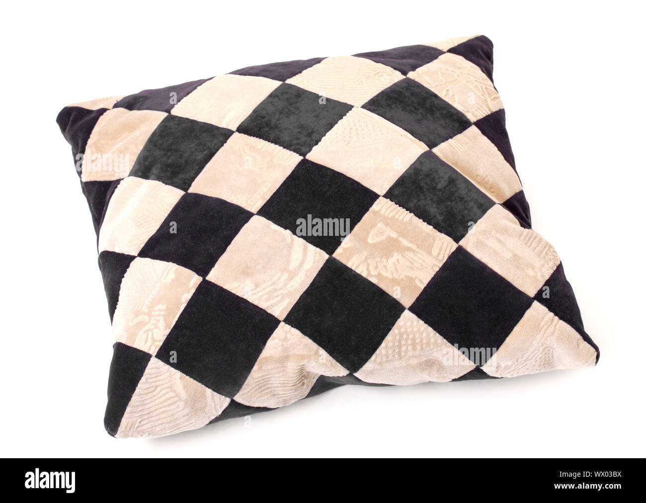 Throw Pillow with a Checkerboard Texture, on white background Stock ...