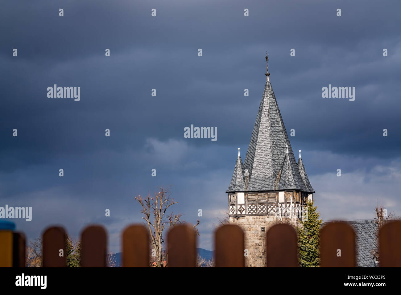 Tower of the Church of the Holliest Heart of Jesus Christ Stock Photo ...