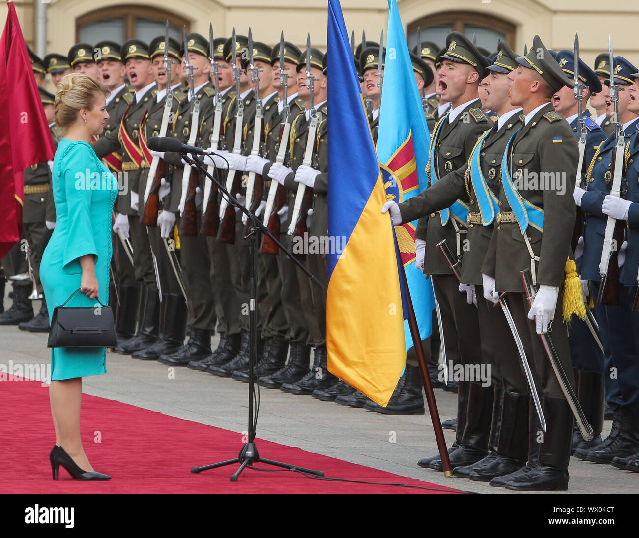 Kiev, Ukraine. 16th Sep, 2019. Honor Guard greets President of the ...