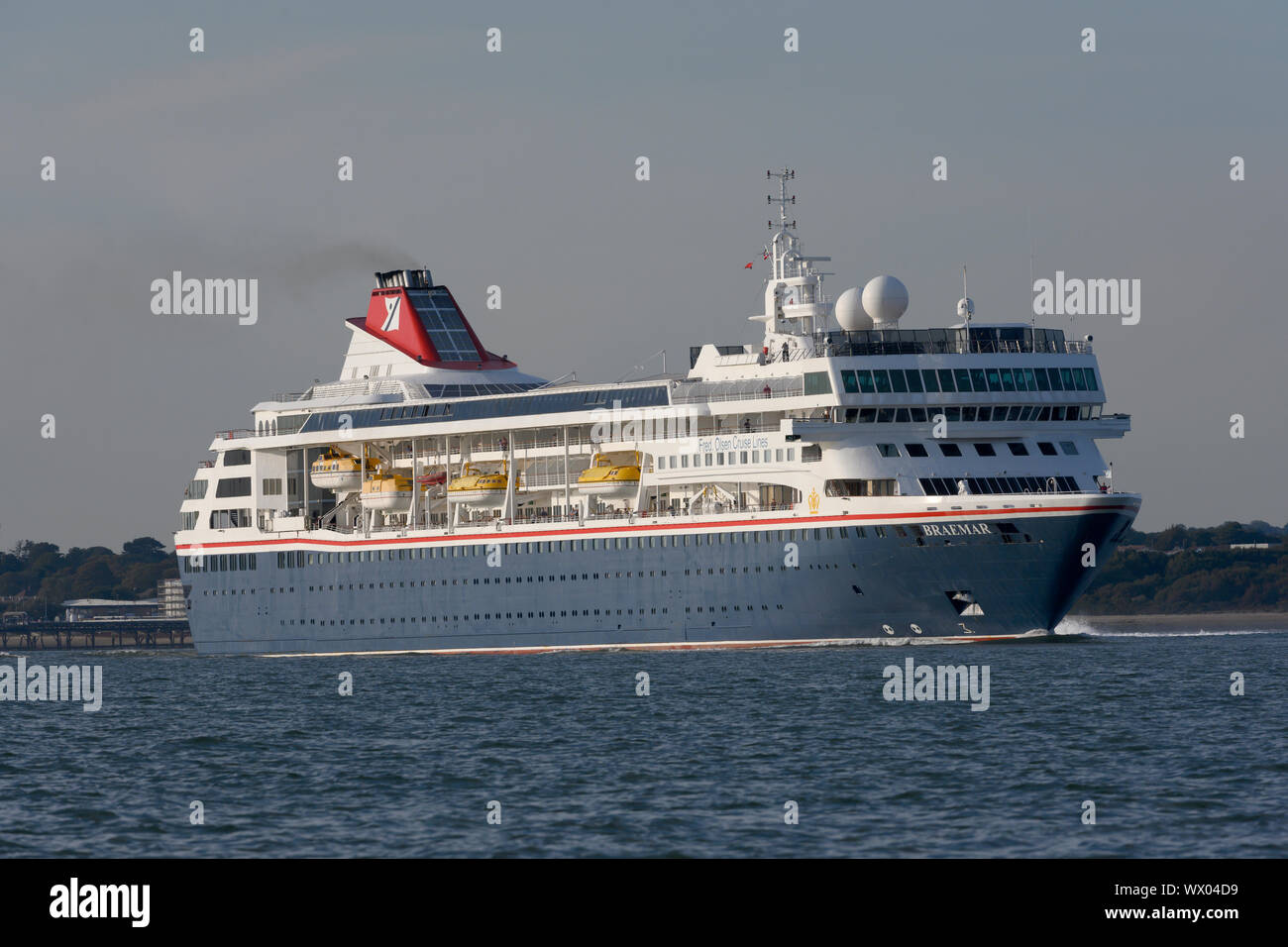 MV Braemar leaving Southampton a cruise ship operated by Fred Olsen ...