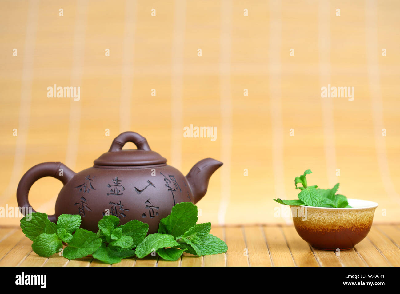 mint tea on china background Stock Photo - Alamy