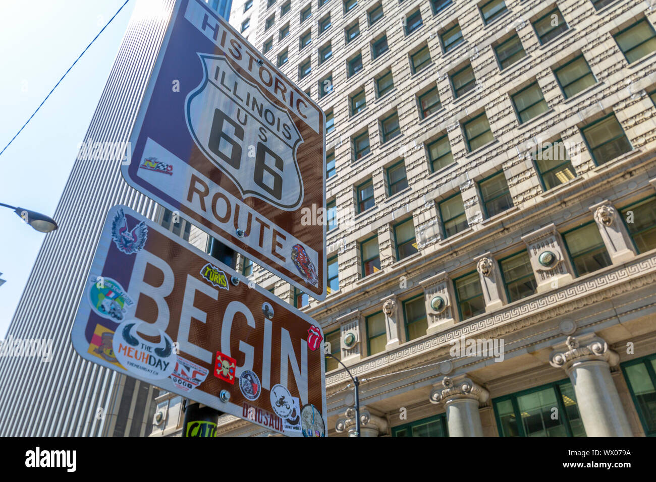View of beginning of Route 66, Downtown Chicago, Illinois, United ...