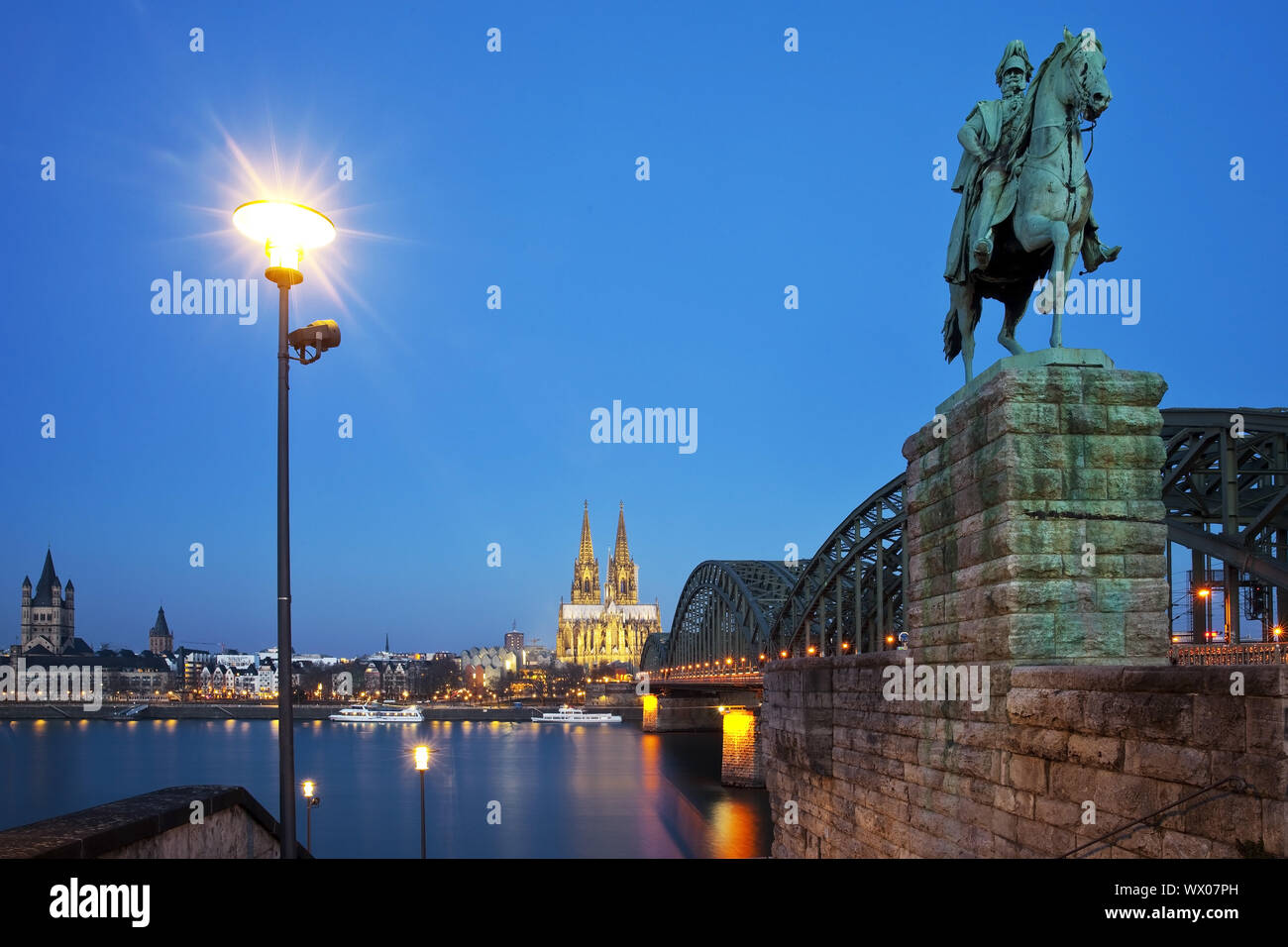 equestrian statue of Kaiser Wilhelm I and Cologne Cathedral in the ...