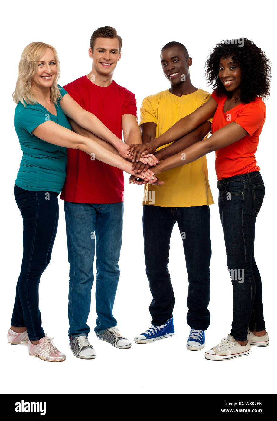 Multicultural group cheerful friends Cut Out Stock Images & Pictures ...