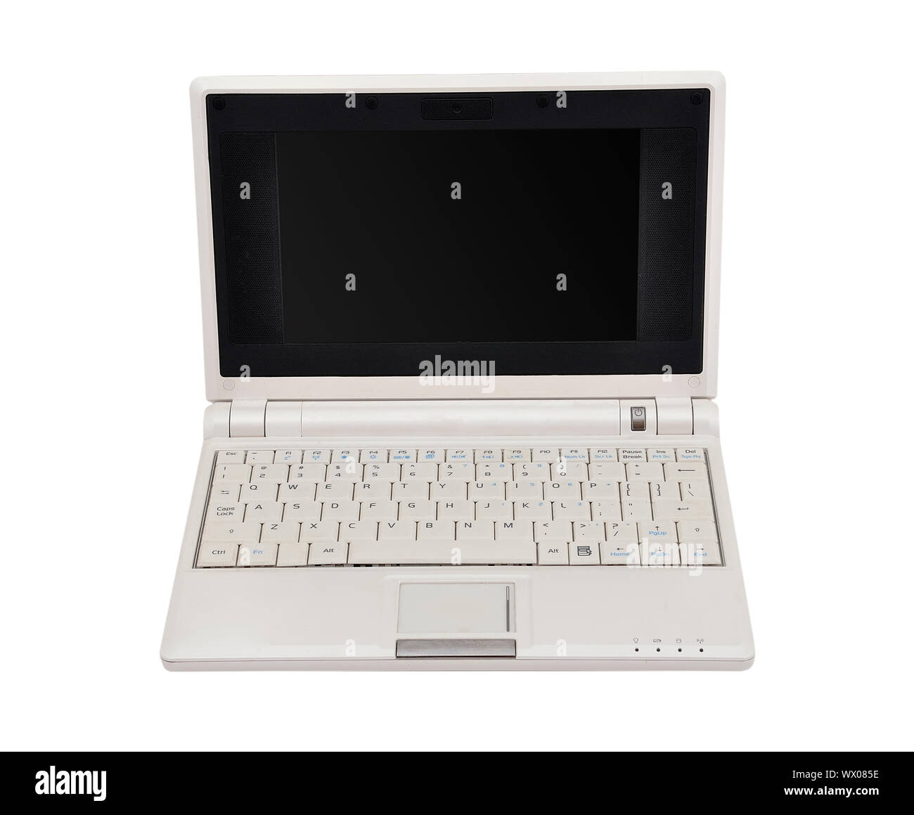 white laptop on white background Stock Photo - Alamy