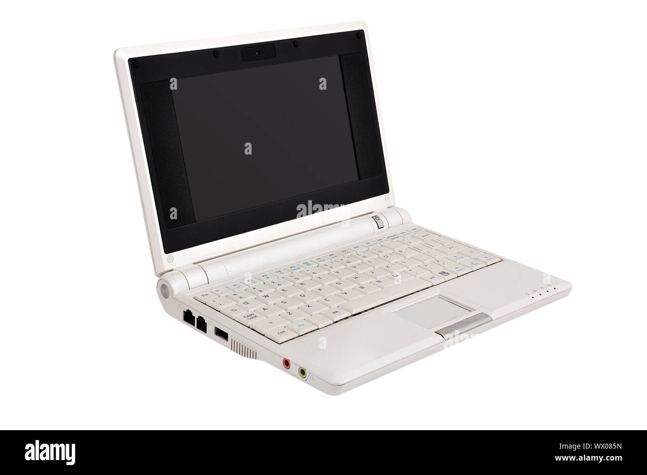 white laptop on white background Stock Photo - Alamy