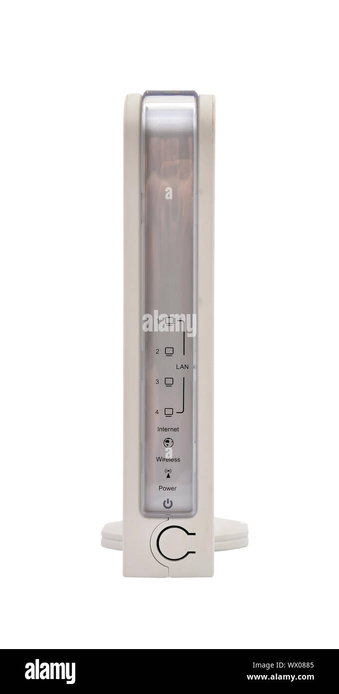 white wireless router front view Stock Photo - Alamy
