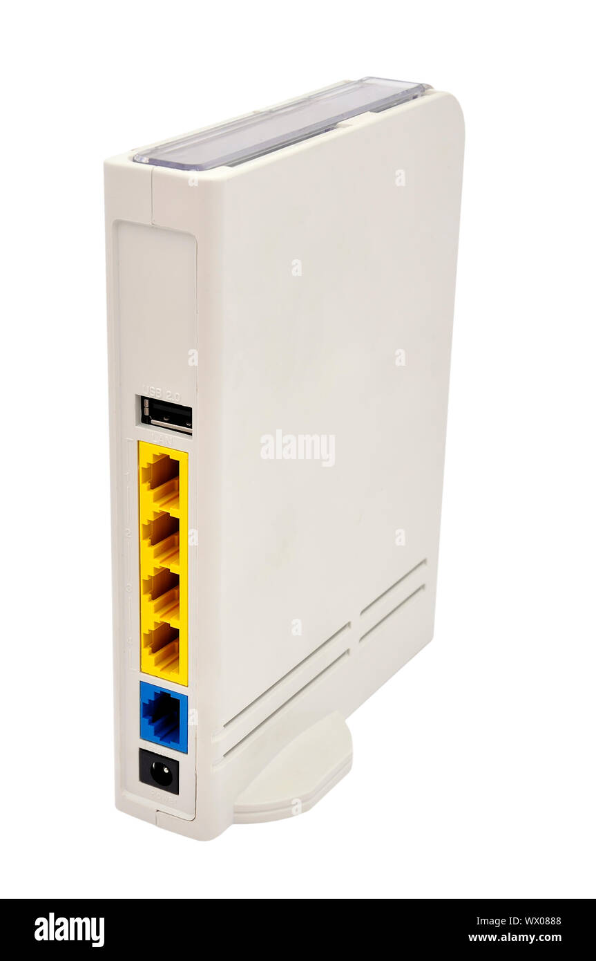 white wireless router rear view Stock Photo - Alamy