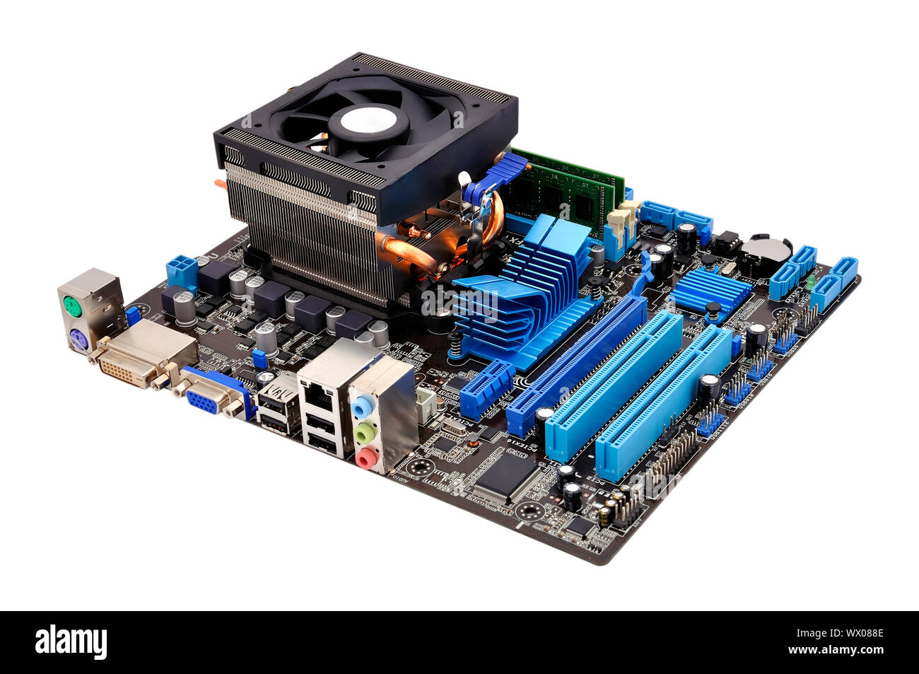 motherboard and cpu on a white background Stock Photo - Alamy