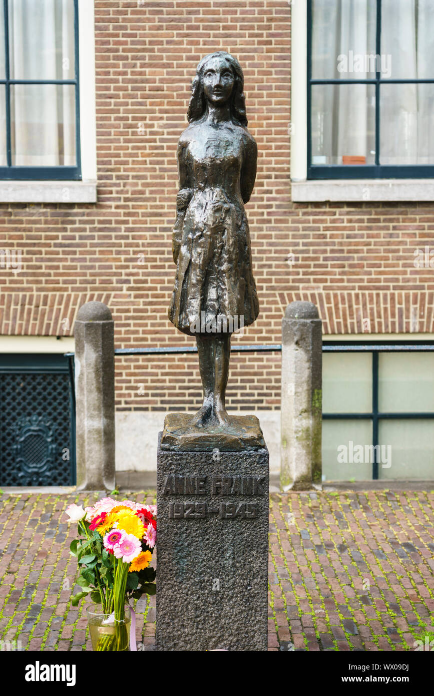Statue of Anne Frank outside Westerkerk Church, Amsterdam, North ...