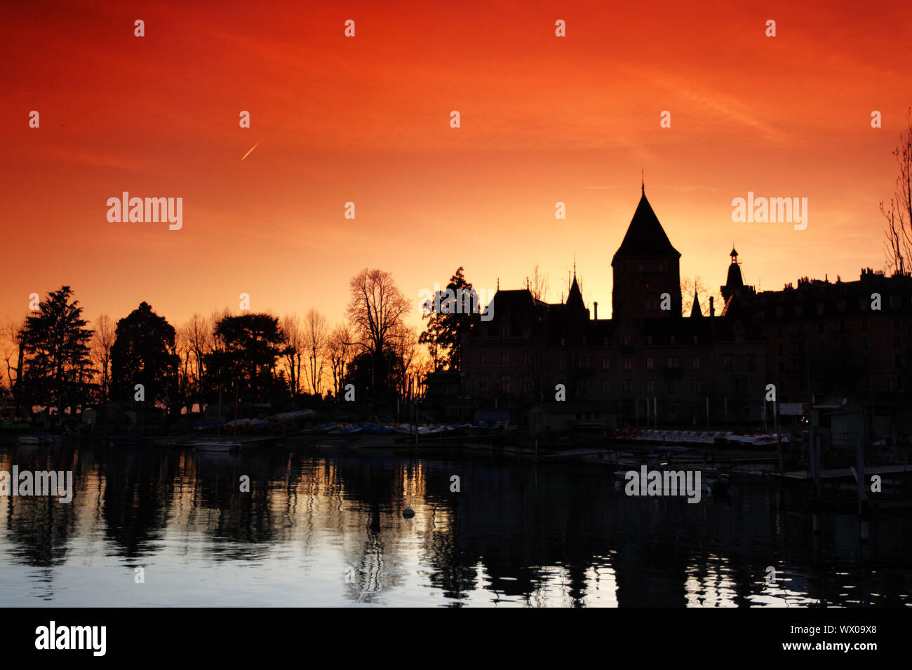 lake of geneva landscape on sunrise Stock Photo - Alamy