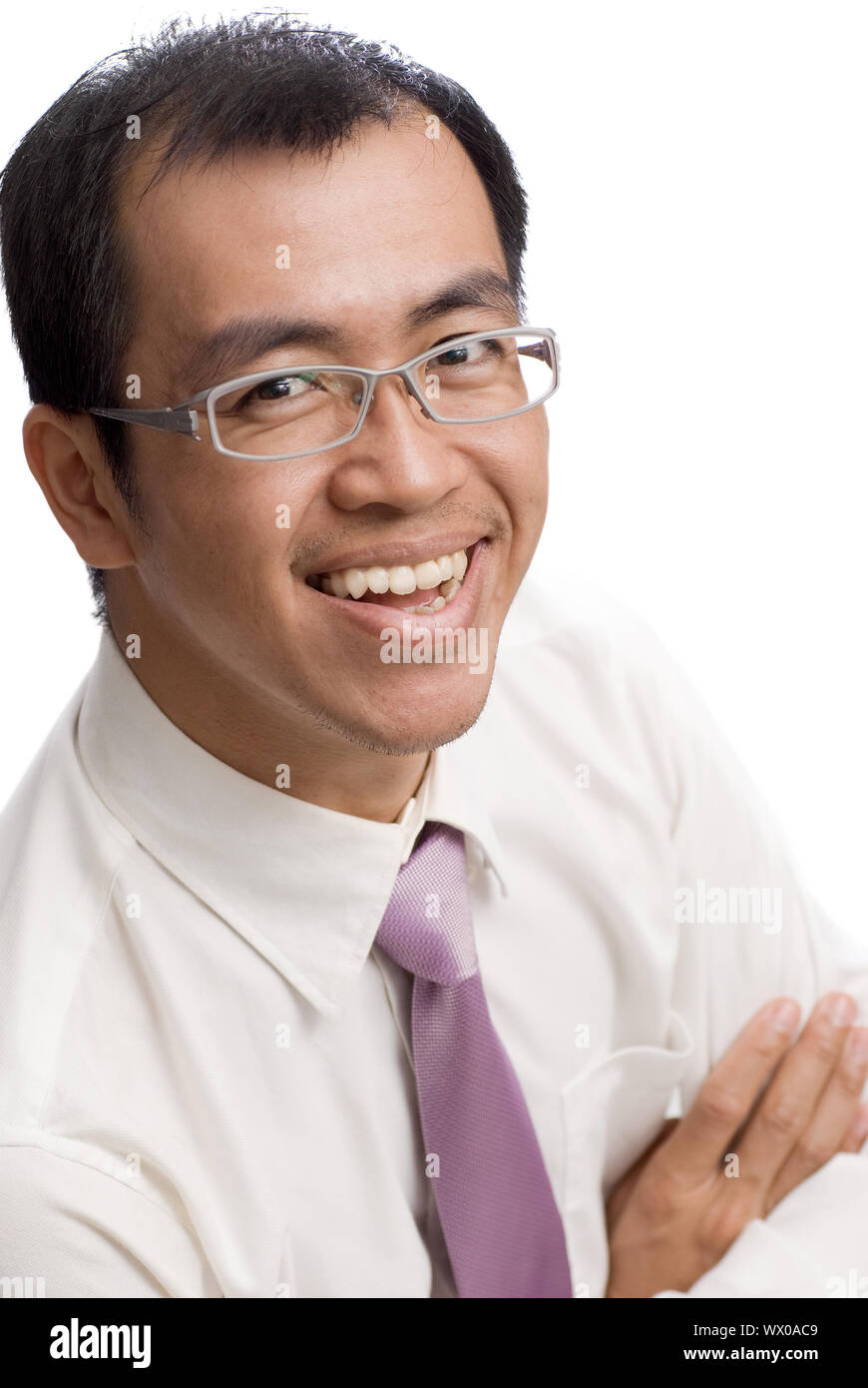 Happy smile success business man of Asian portrait on white background ...