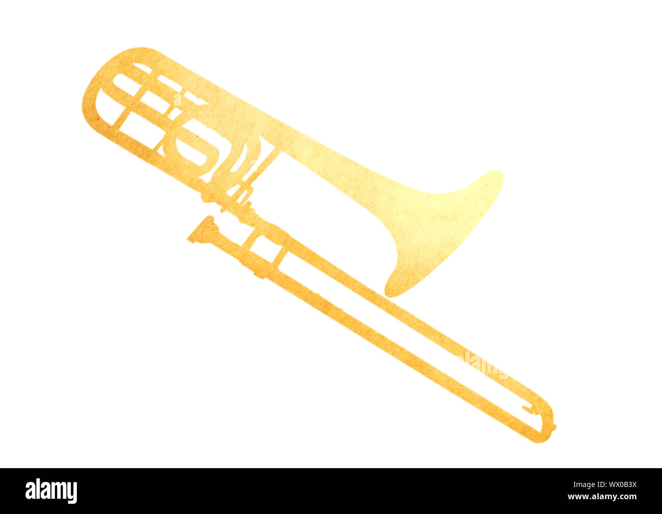 Grunge image of trombone from old paper isolated on white Stock Photo ...