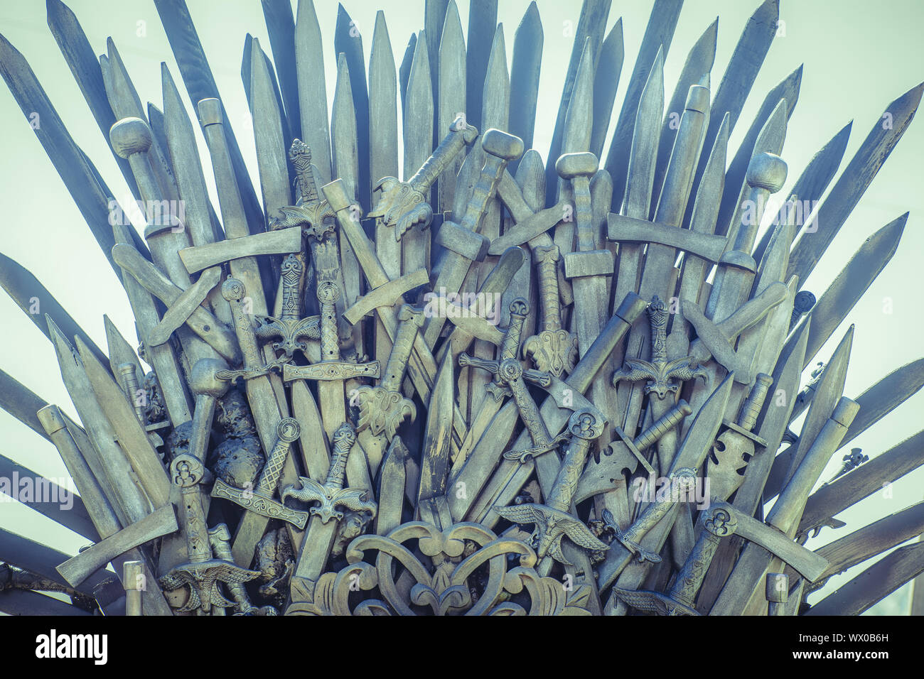 Fair, royal throne made of iron swords, seat of the king, symbol of ...