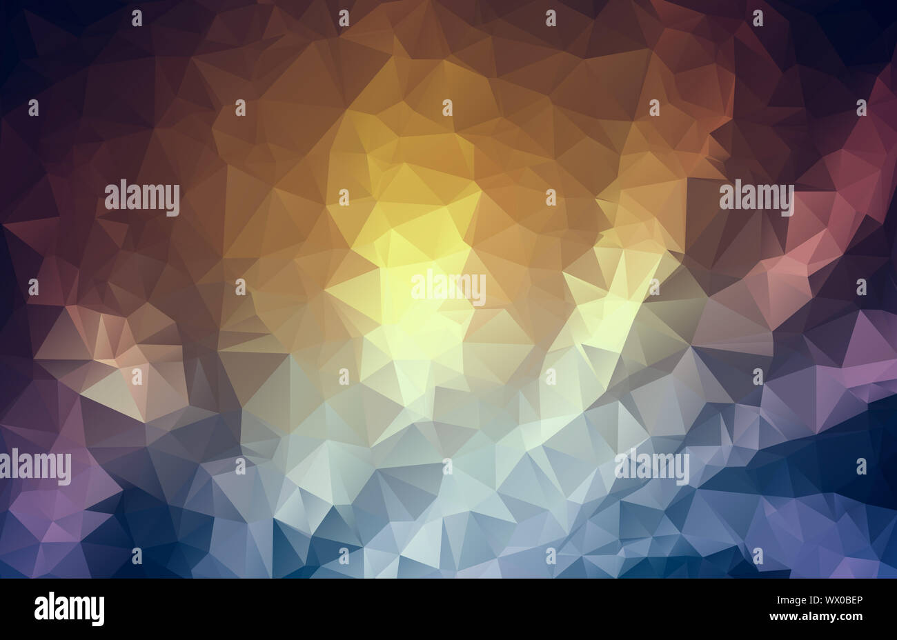 Fire, abstract irregular polygon background with a triangle pattern in full multi color - low ...