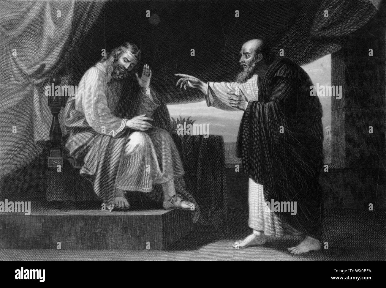 'And Nathan said to David, Thou art the man', c1840. Biblical scene ...