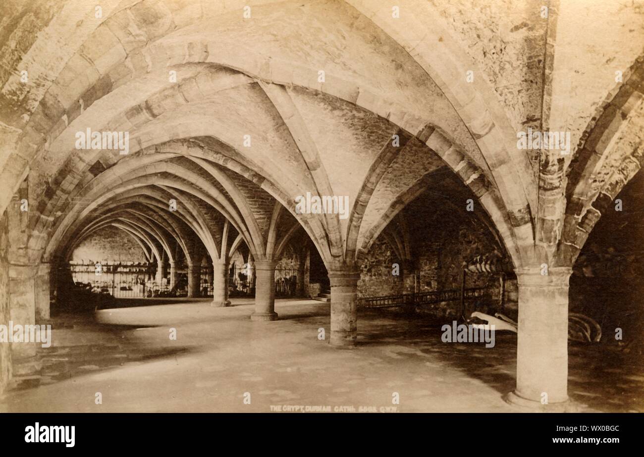 'The Crypt, Durham Cathedral', 1893. The Romanesque cathedral in Durham ...