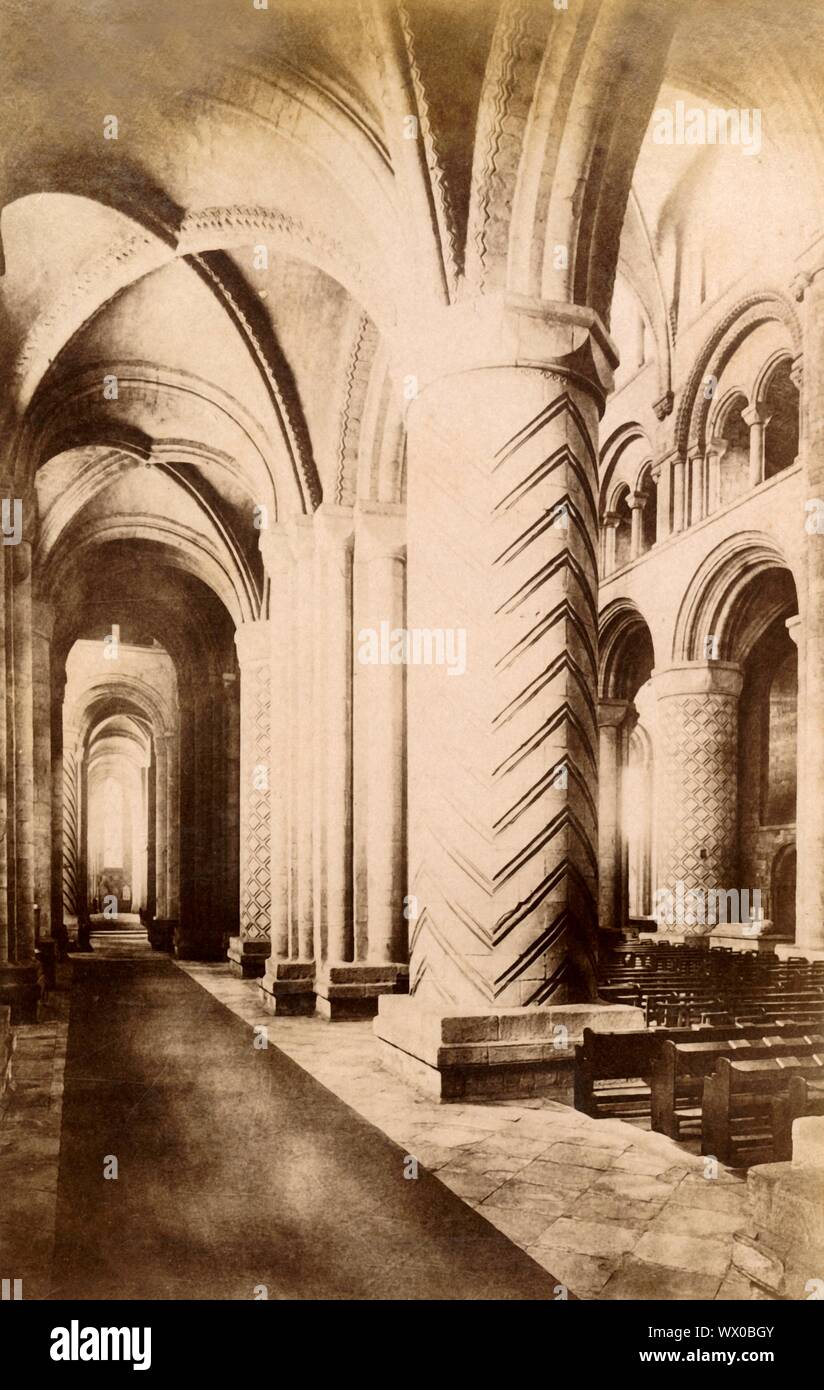 'Durham Cathedral', 1893. The Romanesque cathedral in Durham dates ...
