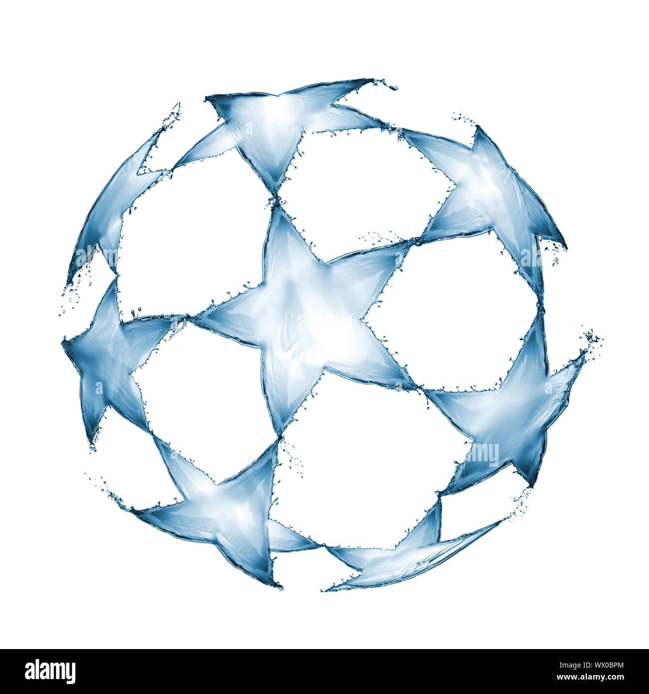 Football ball made of water splashes in the shape of a UEFA logo ...