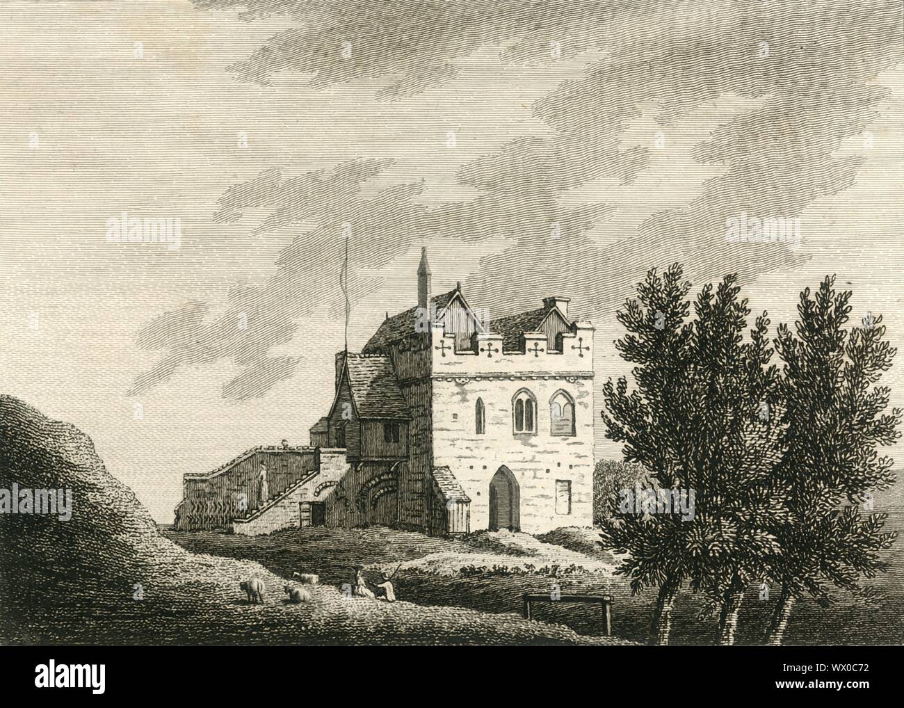 'Cambridge Castle', 1783. View of the motte and bailey castle at ...