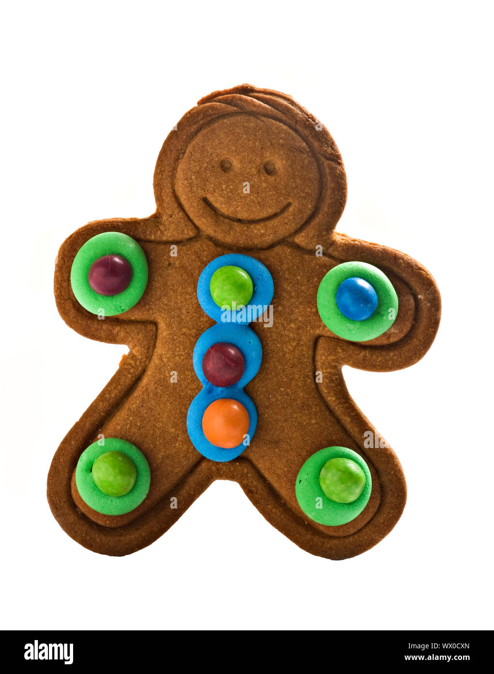 Colorful gingerbread man on white background with space for text Stock ...