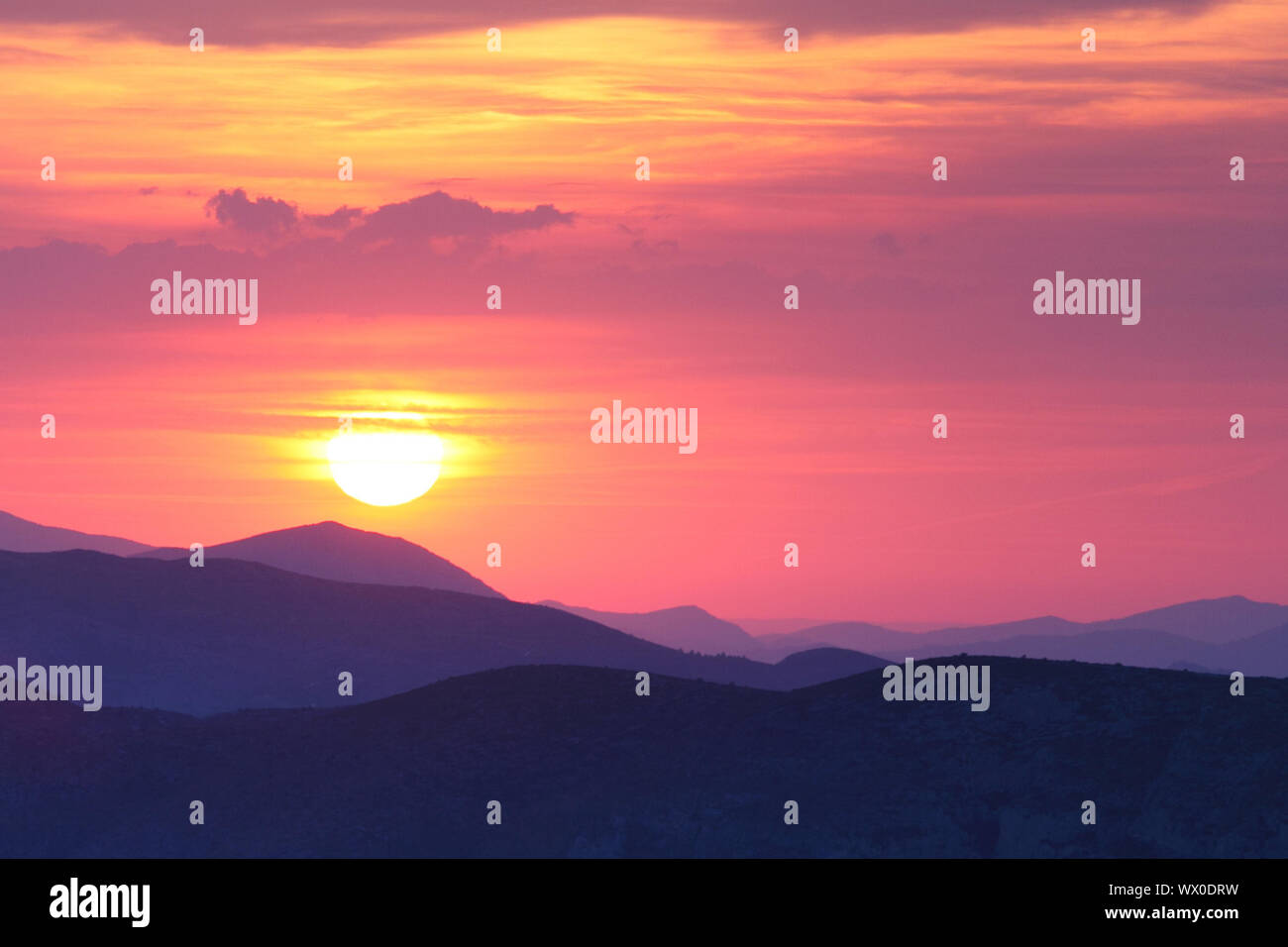 Summer landscape in mountains with the sun Stock Photo - Alamy