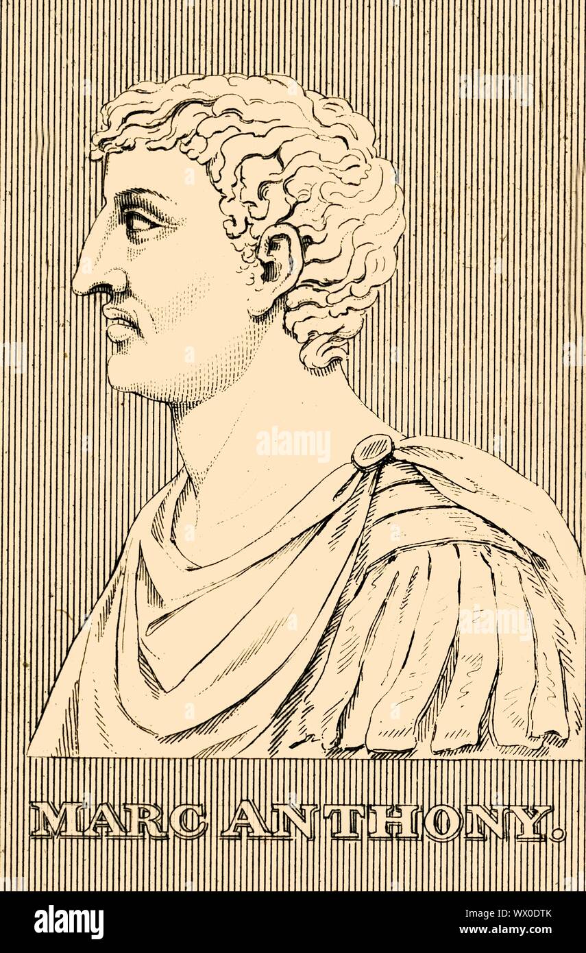 'Marc Anthony', (83-30 BC), 1830. Mark Anthony (83 BC- 30 BC) Roman ...