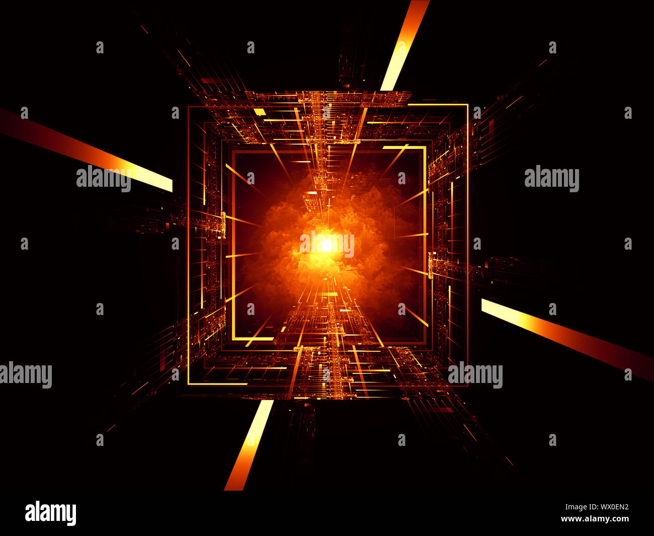 Design composed of grids, lights, mathematical line patters and fractal ...