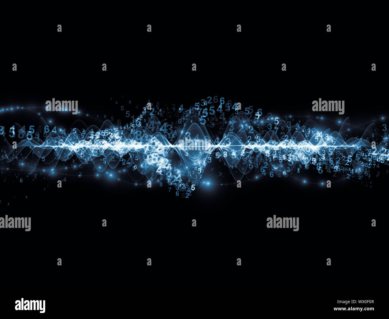 Background composition of abstract sine waves, numbers and design ...