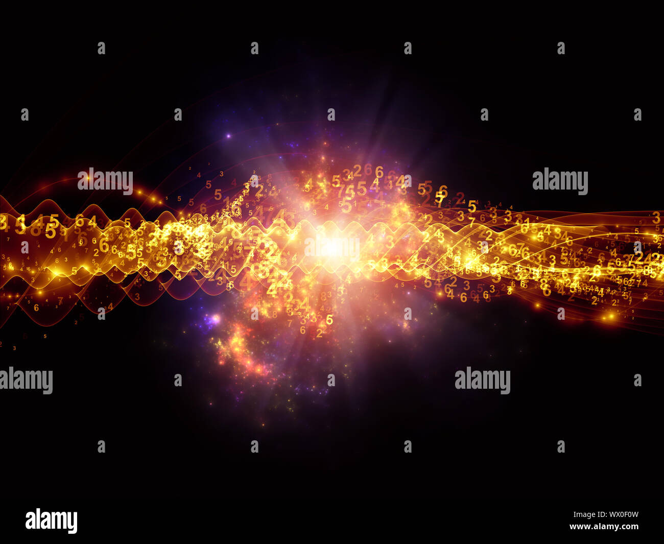 Graphic composition of abstract sine waves, numbers and design elements ...